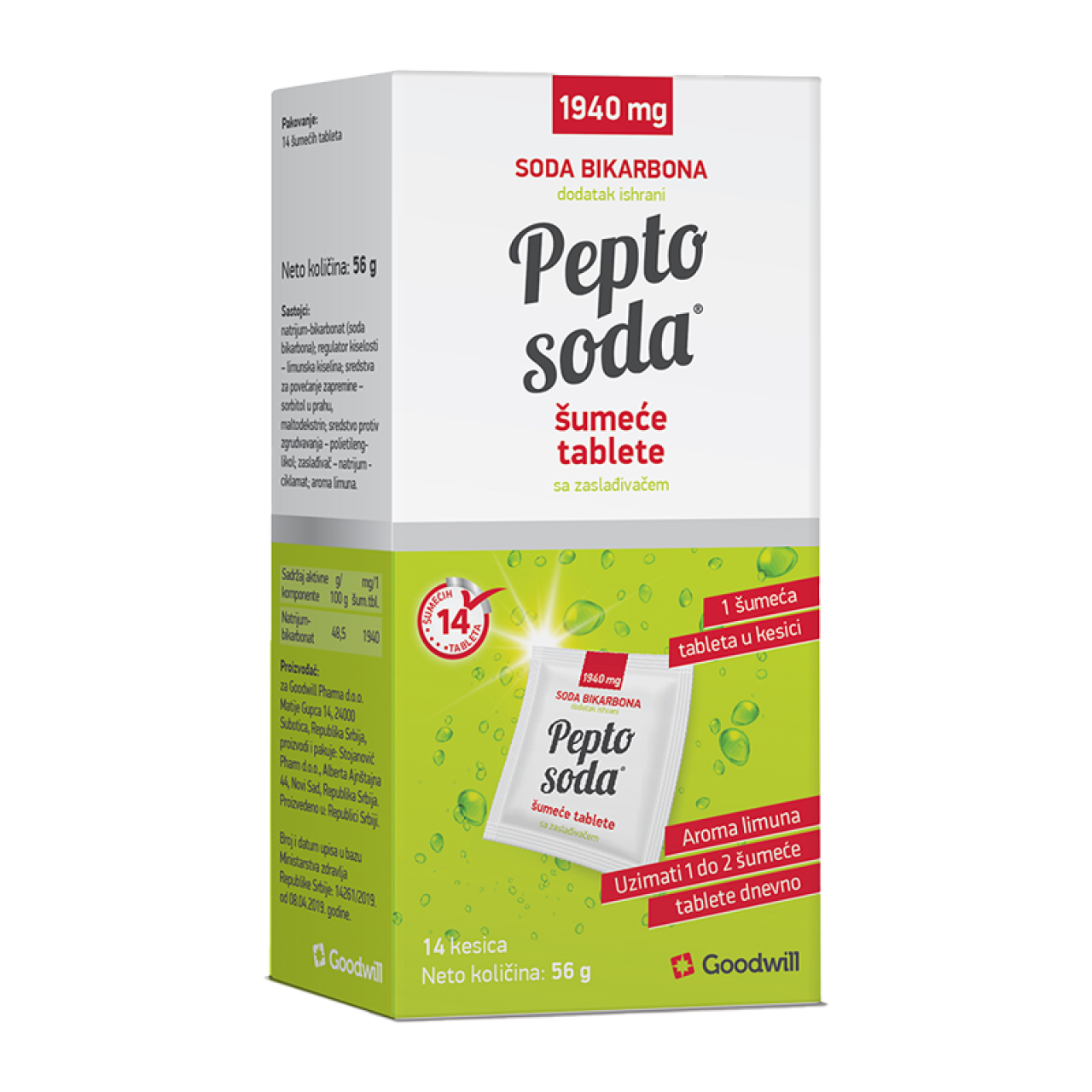Pepto Soda Šumeće Tablete Limun Kesice A14 | Online Apoteka Laurus